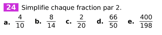 Simplifier des fractions exercices corrigés